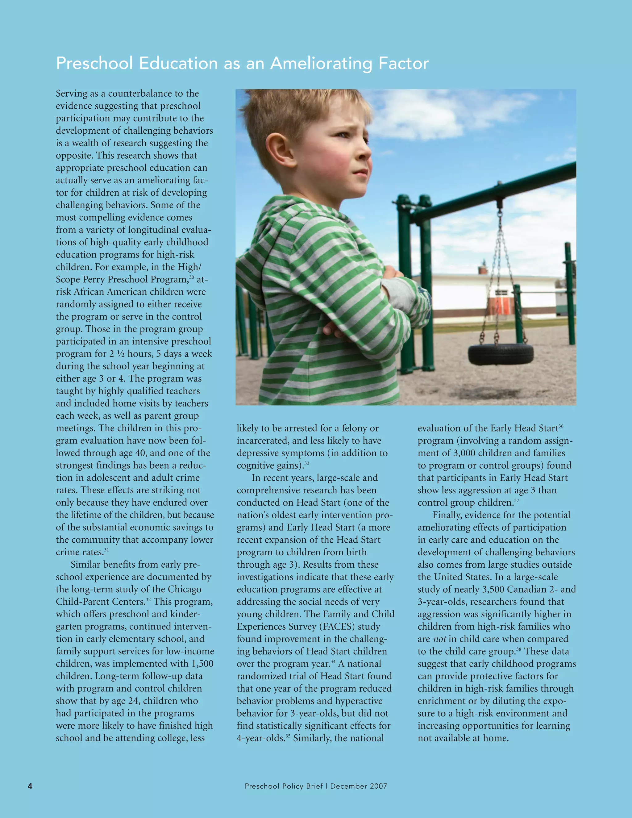 Challenging behaviors and the role of preschool education | PDF