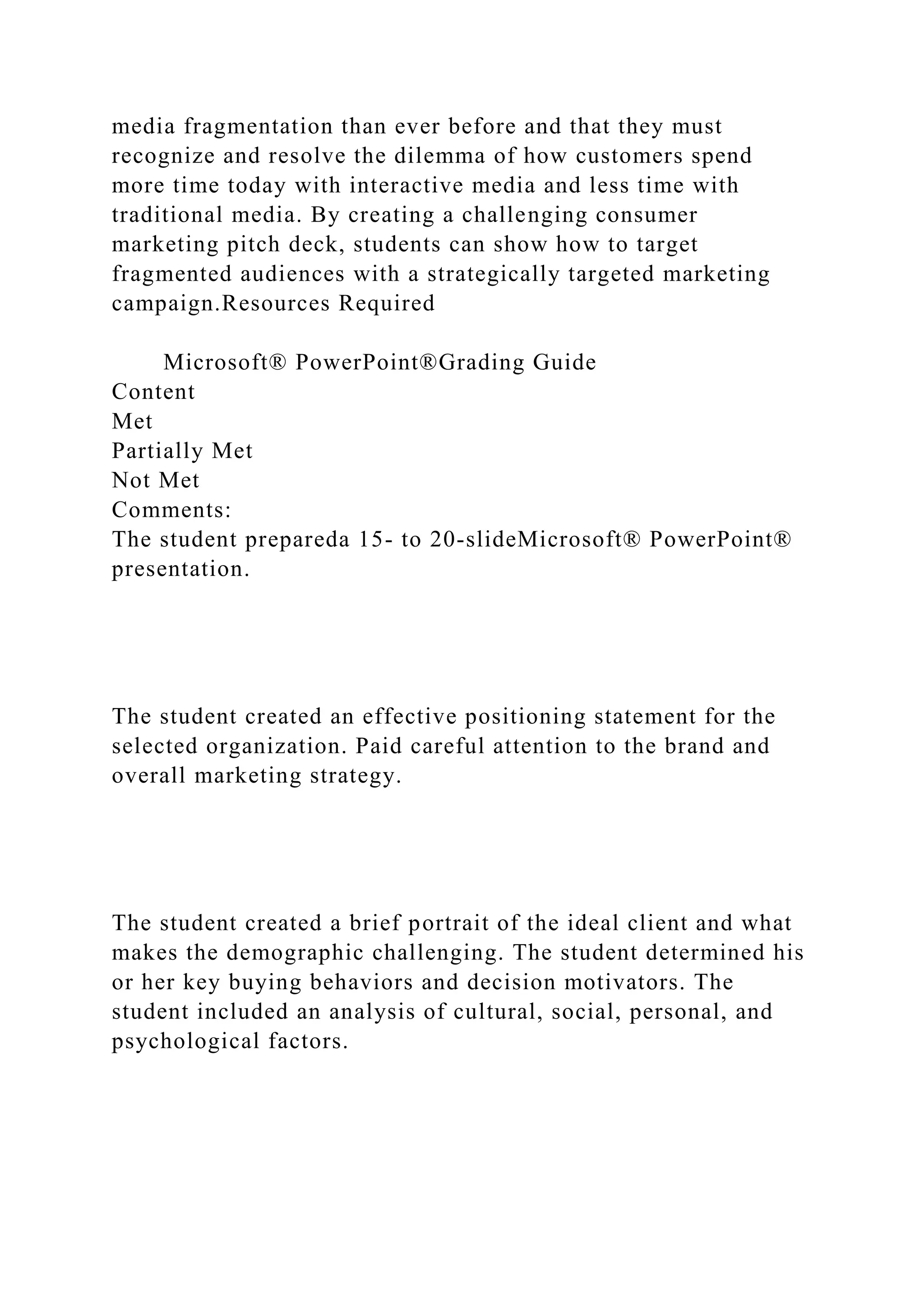 Challenging Consumer Marketing Pitch Deck Presentation Grading G.docx