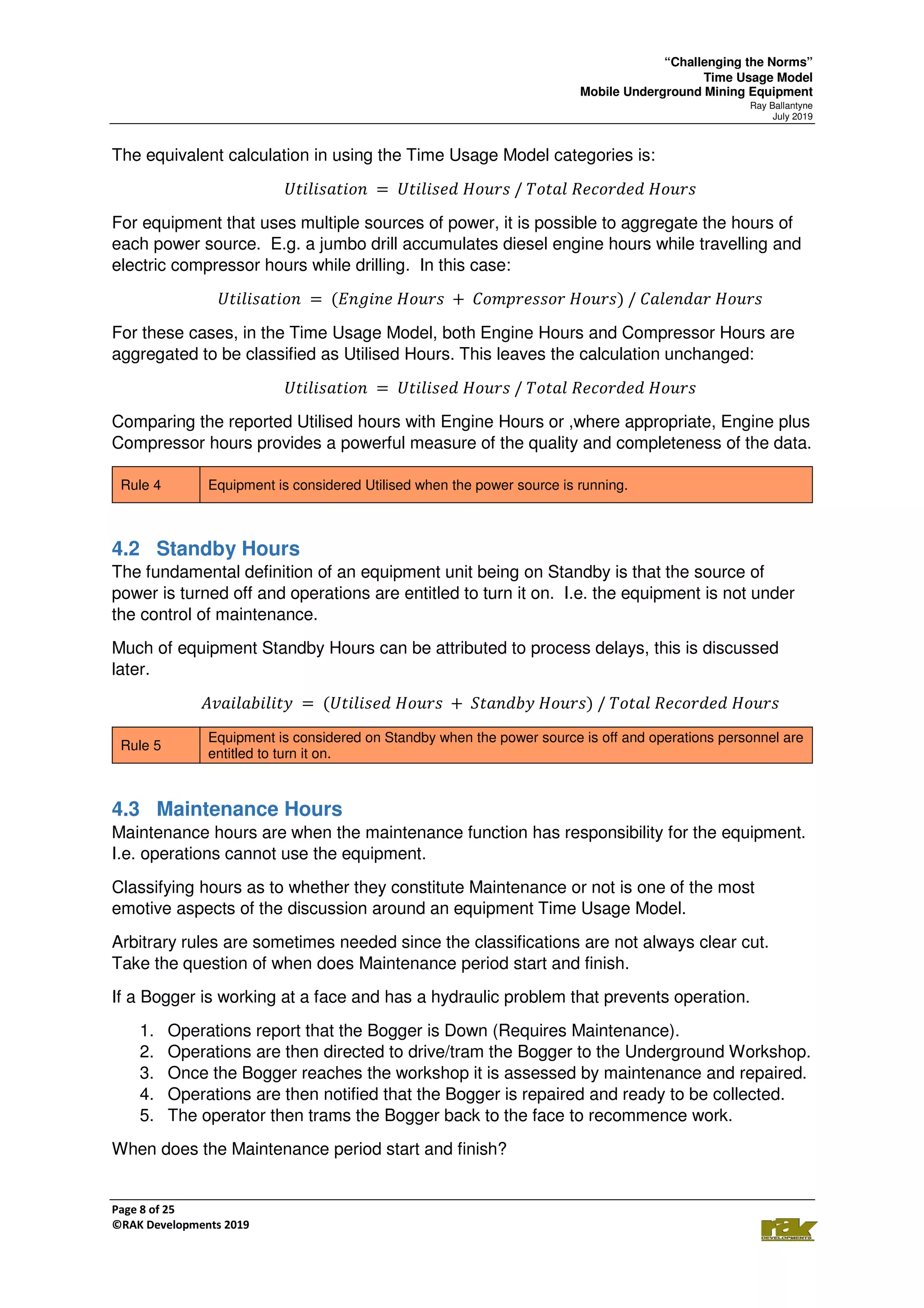 Challenging the Norms - Time Usage Model for Mobile Underground Mining ...