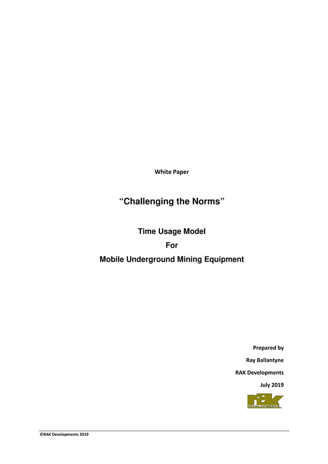 Challenging the Norms - Time Usage Model for Mobile Underground Mining ...