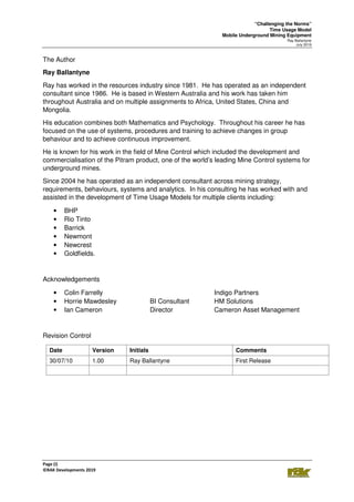 Challenging the Norms - Time Usage Model for Mobile Underground Mining ...