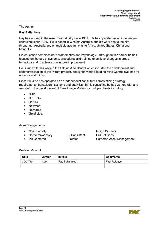 Challenging the Norms - Time Usage Model for Mobile Underground Mining ...