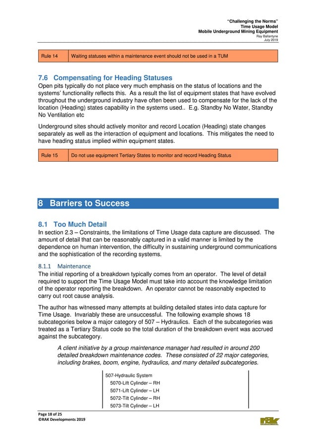 Challenging the Norms - Time Usage Model for Mobile Underground Mining ...