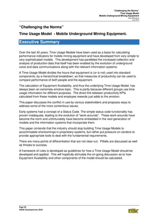 Challenging the Norms - Time Usage Model for Mobile Underground Mining Equipment | PDF