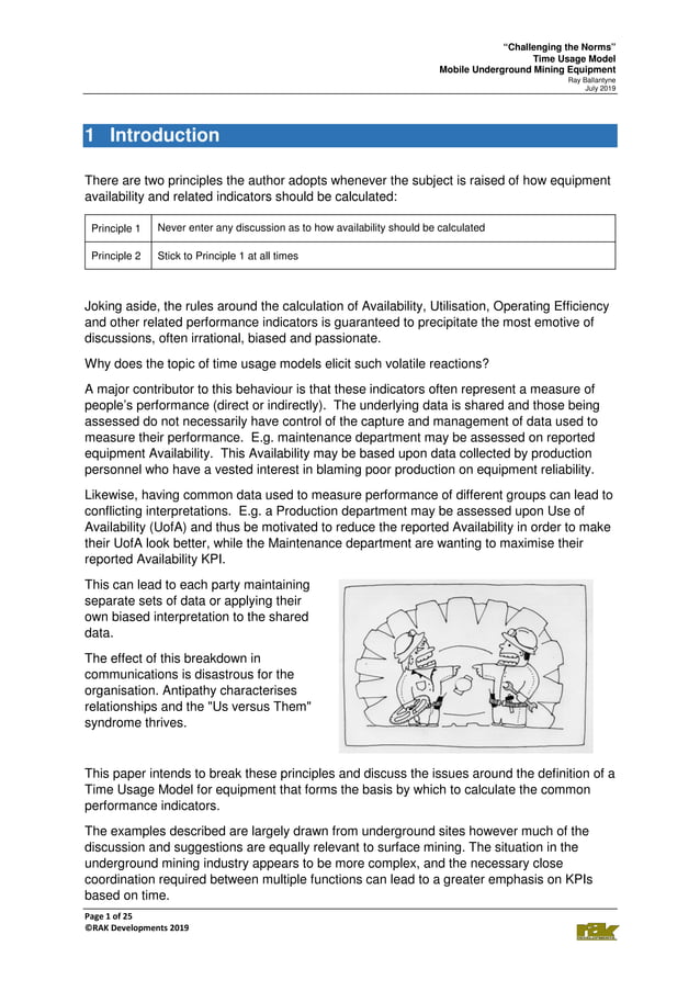 Challenging the Norms - Time Usage Model for Mobile Underground Mining ...