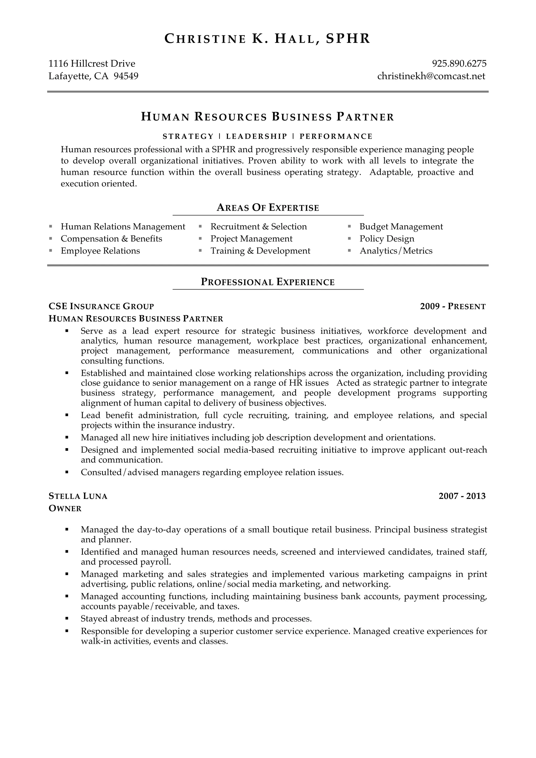 Christine Hall's Resume | PDF