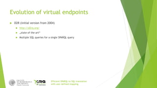 Efficient SPARQL to SQL translation with user defined mapping | PPT