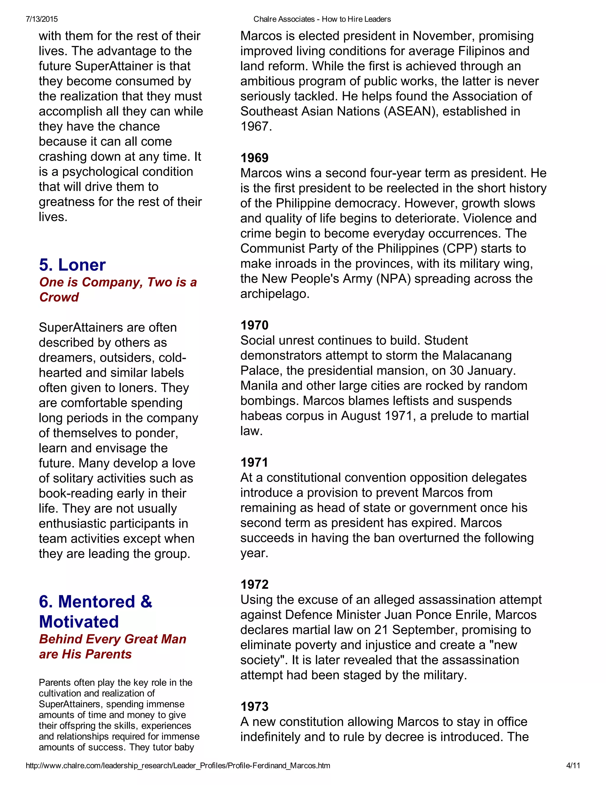 Ferdinand Marcos extolled by Chalre Associates | PDF