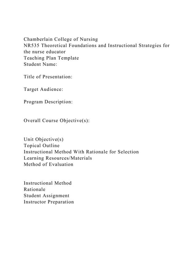 Chamberlain College of Nursing | DOCX