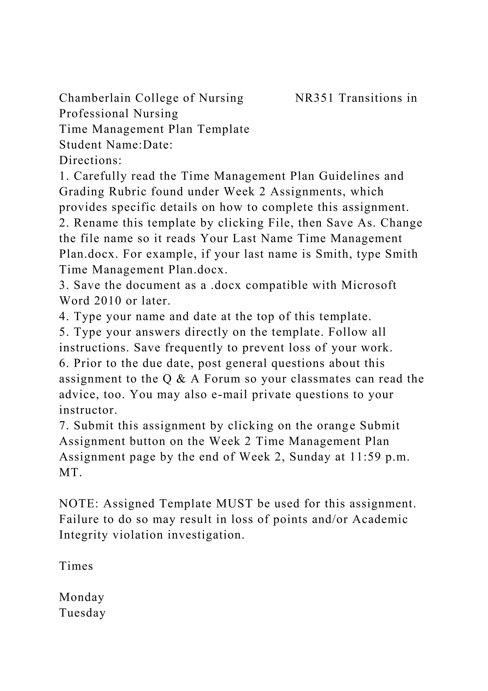 Chamberlain College of NursingNR351 Transitions in Professional .docx