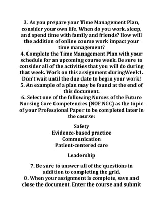 Chamberlain college of nursing nr 351 week 1 assignment time management ...