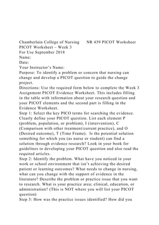 Chamberlain College of Nursing NR 439 PICOT WorksheetPICOT .docx