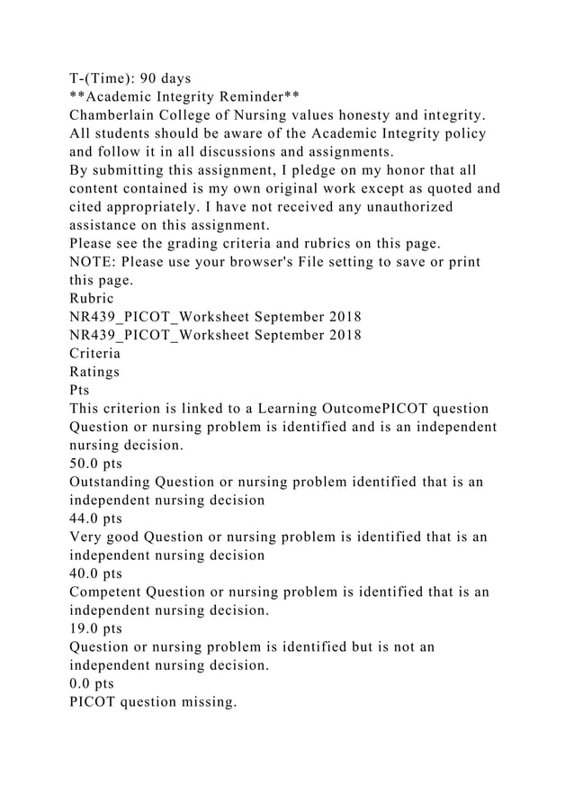 Chamberlain College of Nursing NR 439 PICOT WorksheetPICOT .docx