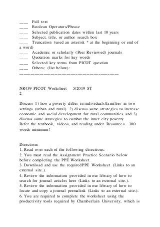 Chamberlain College of Nursing NR439 PPE WorksheetNameDate | DOCX
