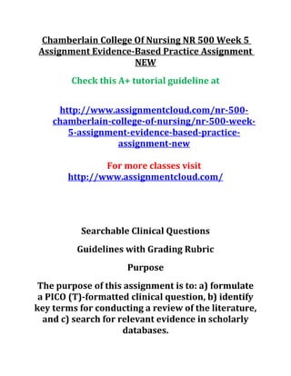 Chamberlain college of nursing nr 500 week 5 assignment evidence | DOC