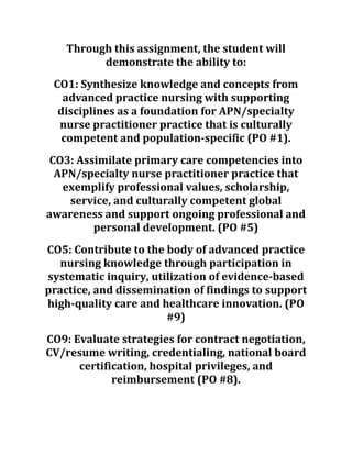 Chamberlain college of nursing nr 510 week 7 apn professional ...