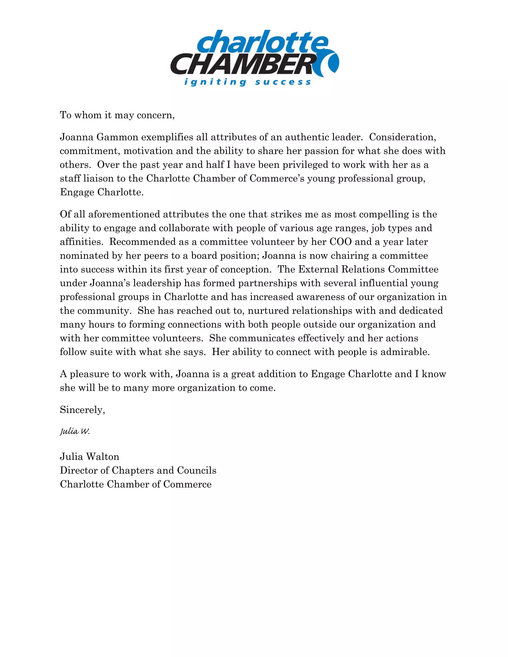 Chamber Reference Letter | PDF