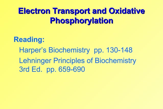 Electron Transport and Oxidative Phosphorylation | PPT | Chemistry | Science