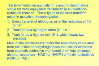 Electron Transport and Oxidative Phosphorylation | PPT