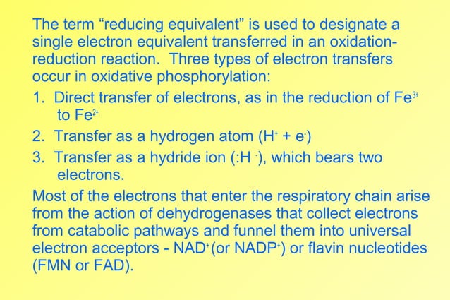 Electron Transport and Oxidative Phosphorylation | PPT | Chemistry | Science