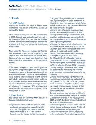 Chambers Global Practice Guide - Corporate M&A 2024 - Canadian M&A | PDF