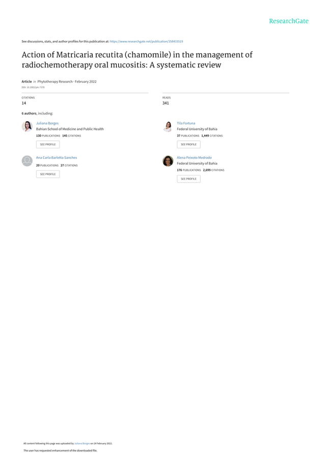 Chamomilla (Matricaria recutita ) radiochemotherapy oral mucositis.pdf