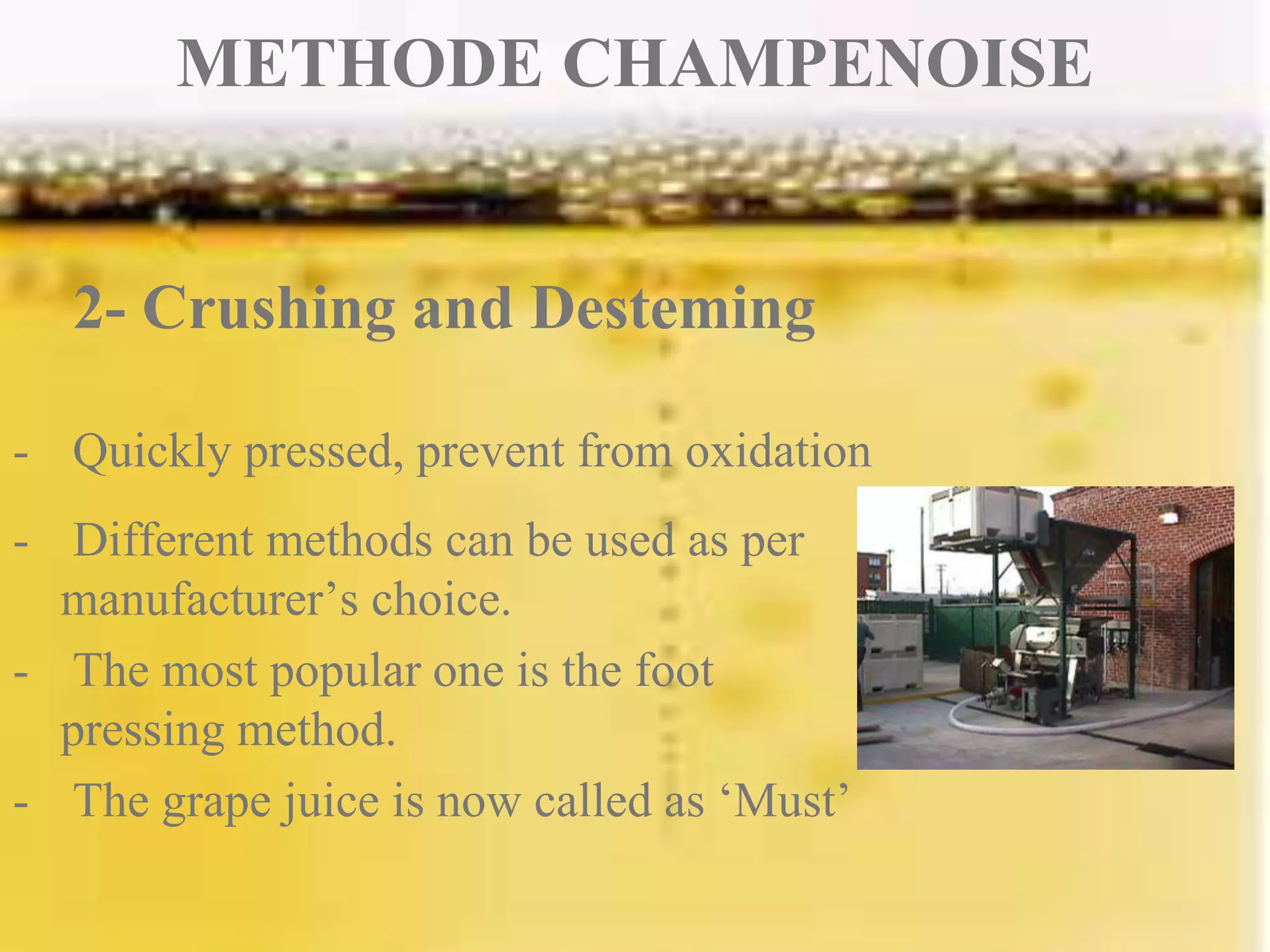Champagne production/Methode champenoise | PPTX