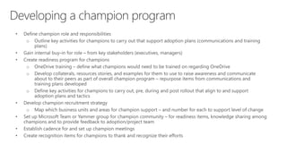 Champion Program Plan - Template for driving adoption of Office 365 | PPTX
