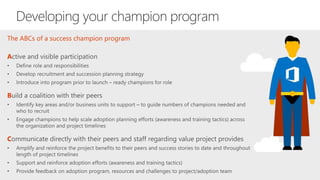 Champion Program Plan - Template for driving adoption of Office 365 | PPT