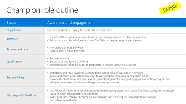 Champion Program Plan - Template for driving adoption of Office 365 | PPT