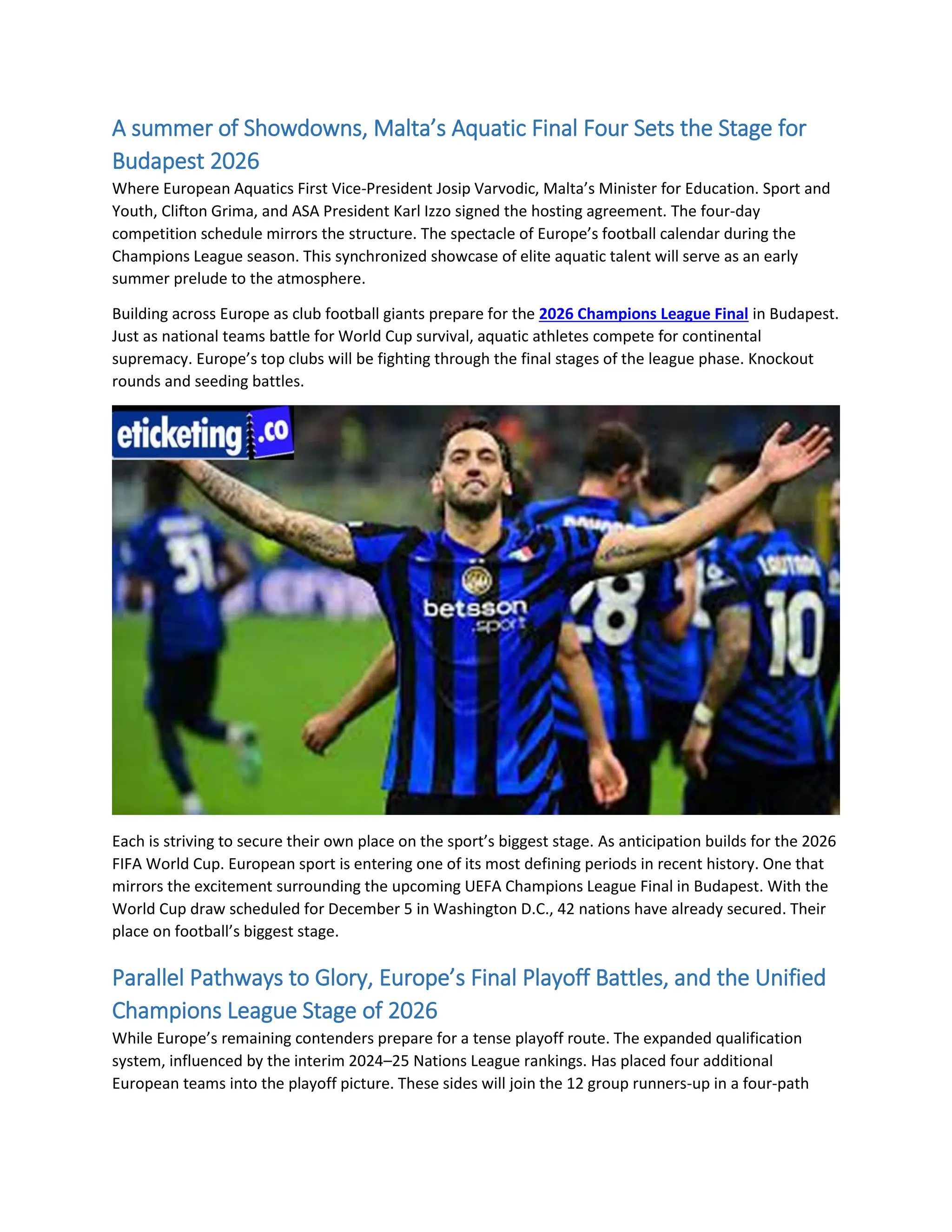 Champions League Final 2026 A Continent under Pressure, World Cup ...