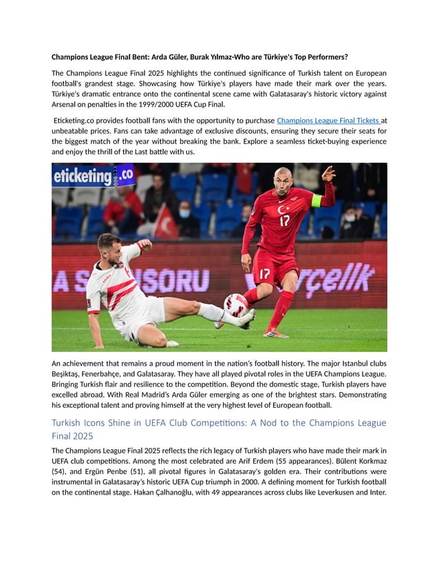 Champions League Final Bent: Arda Güler, | PDF