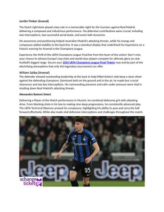 Champions League Final Standout Players from the Quarter-Final First ...