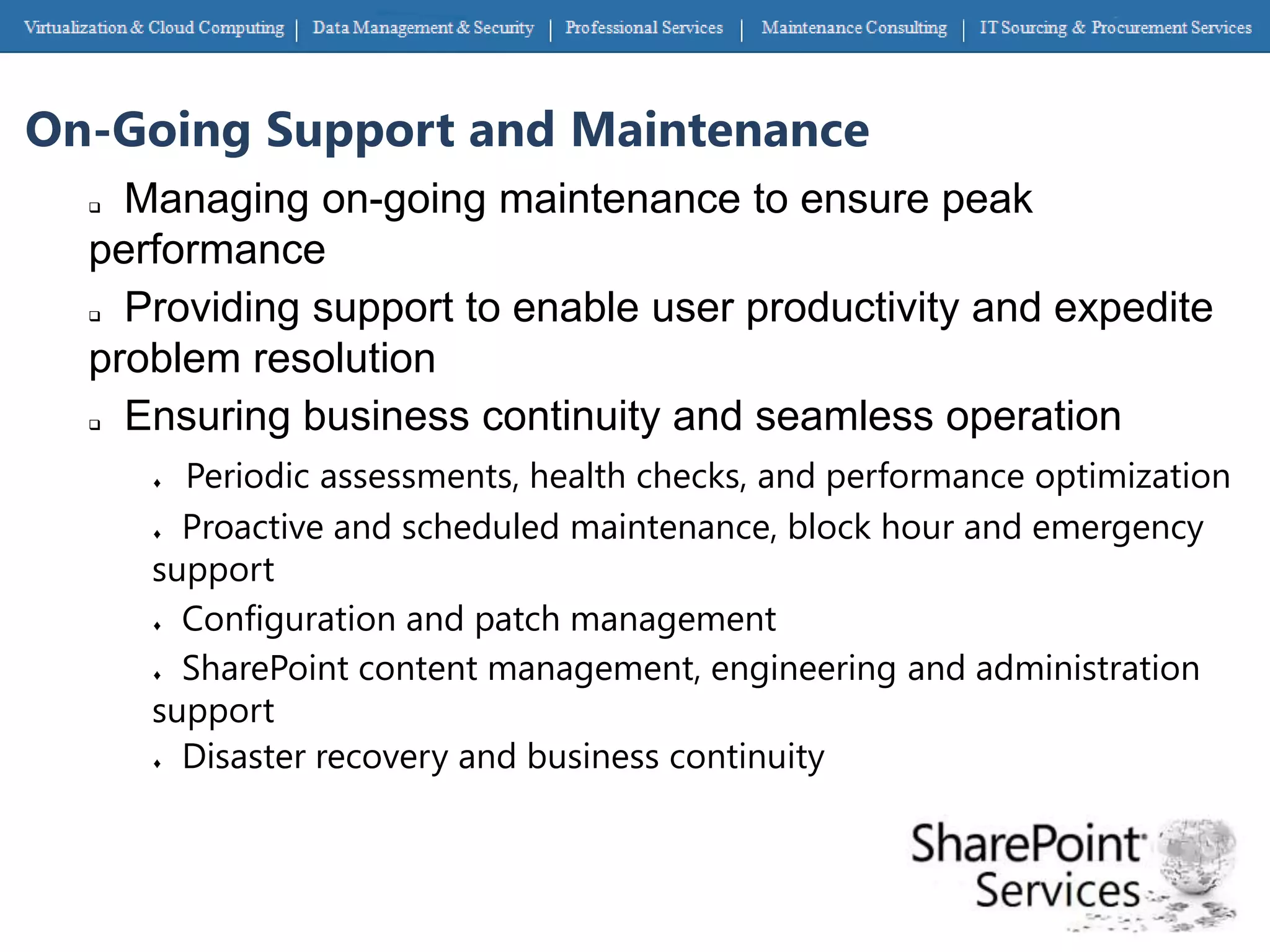 The 5 Pillars of Champion SharePoint Services: | PPTX