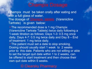 Champix (Varenicline Tartrate Tablets) | PPT