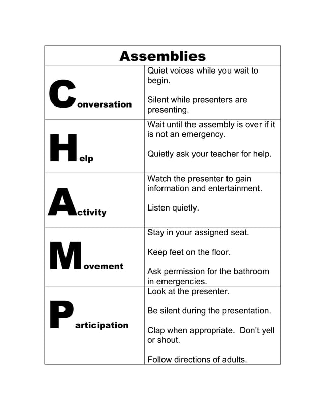 Champs cca schoolwide | DOC