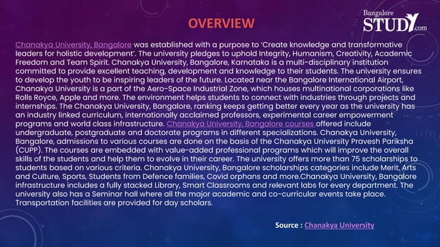 Chanakya University Bangalore, Courses, Admissions | PPT