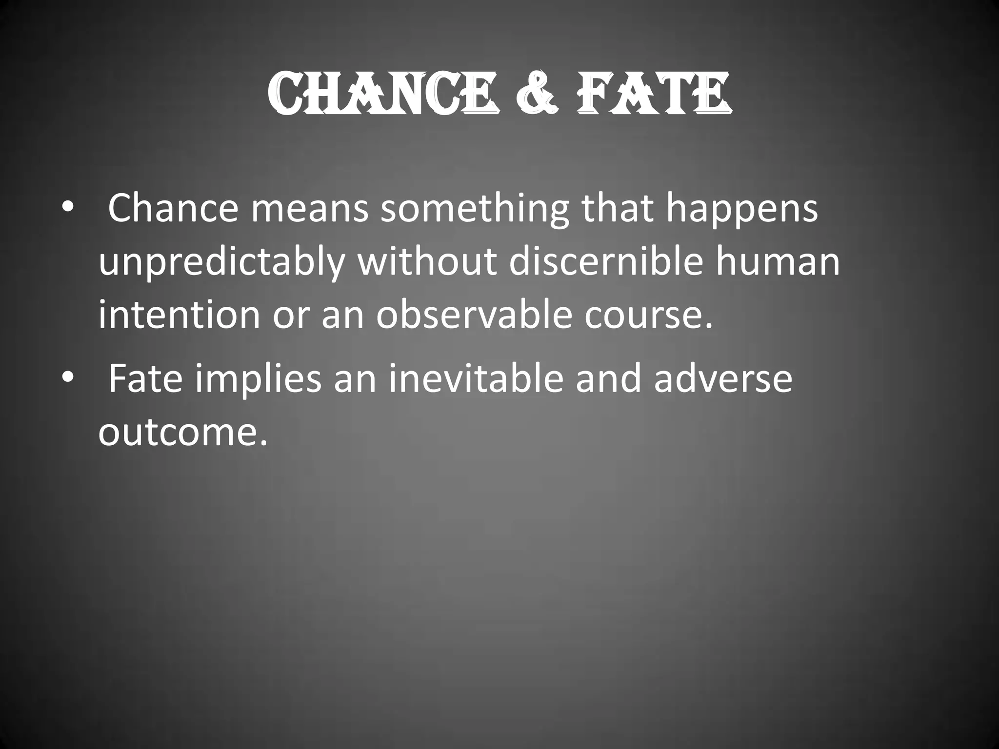 Chance & fate in thomas hardy | PPTX