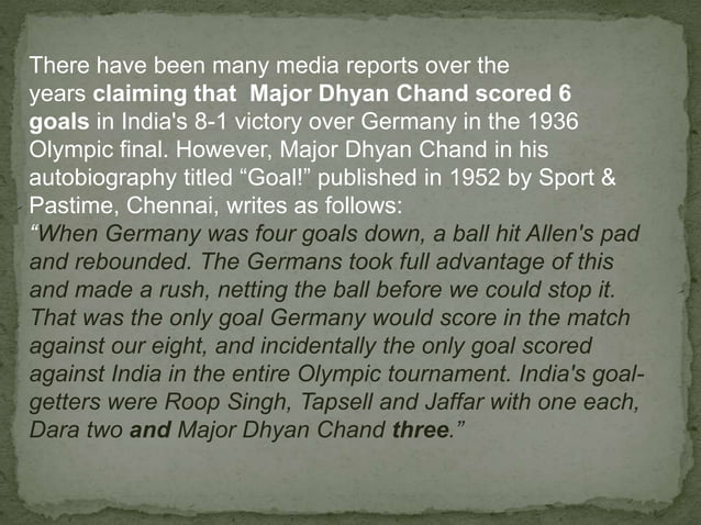 Major Dhyan Chand -phpapp02 | PPT