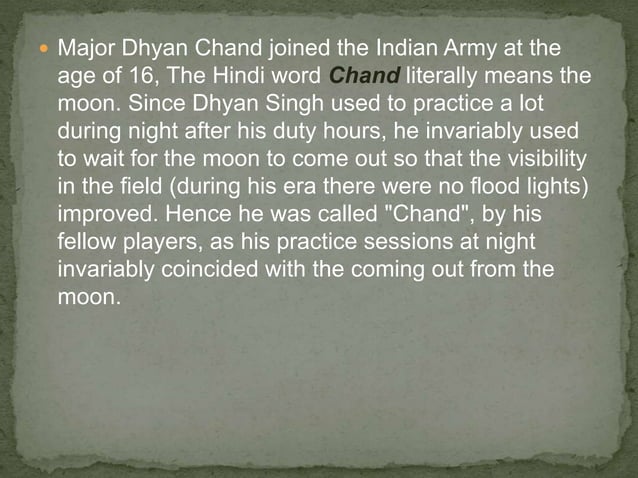 MAJOR DHYAN CHAND | PPTX