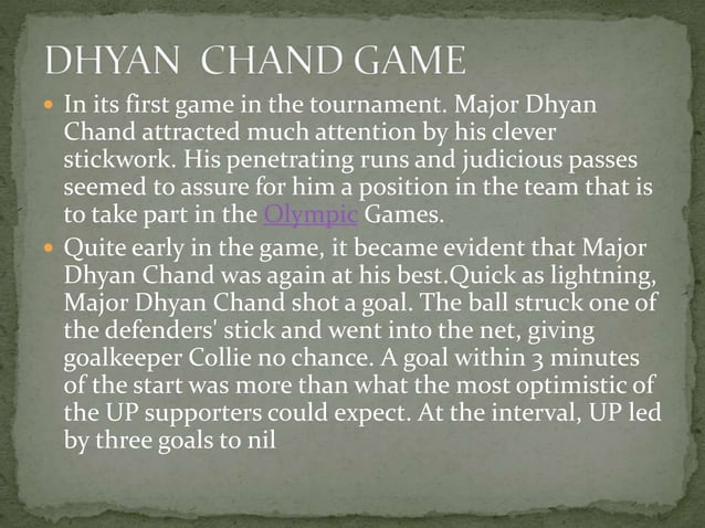 MAJOR DHYAN CHAND | PPTX