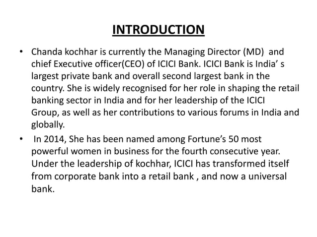 Chanda kochhar-A successful business tycoon | PPT