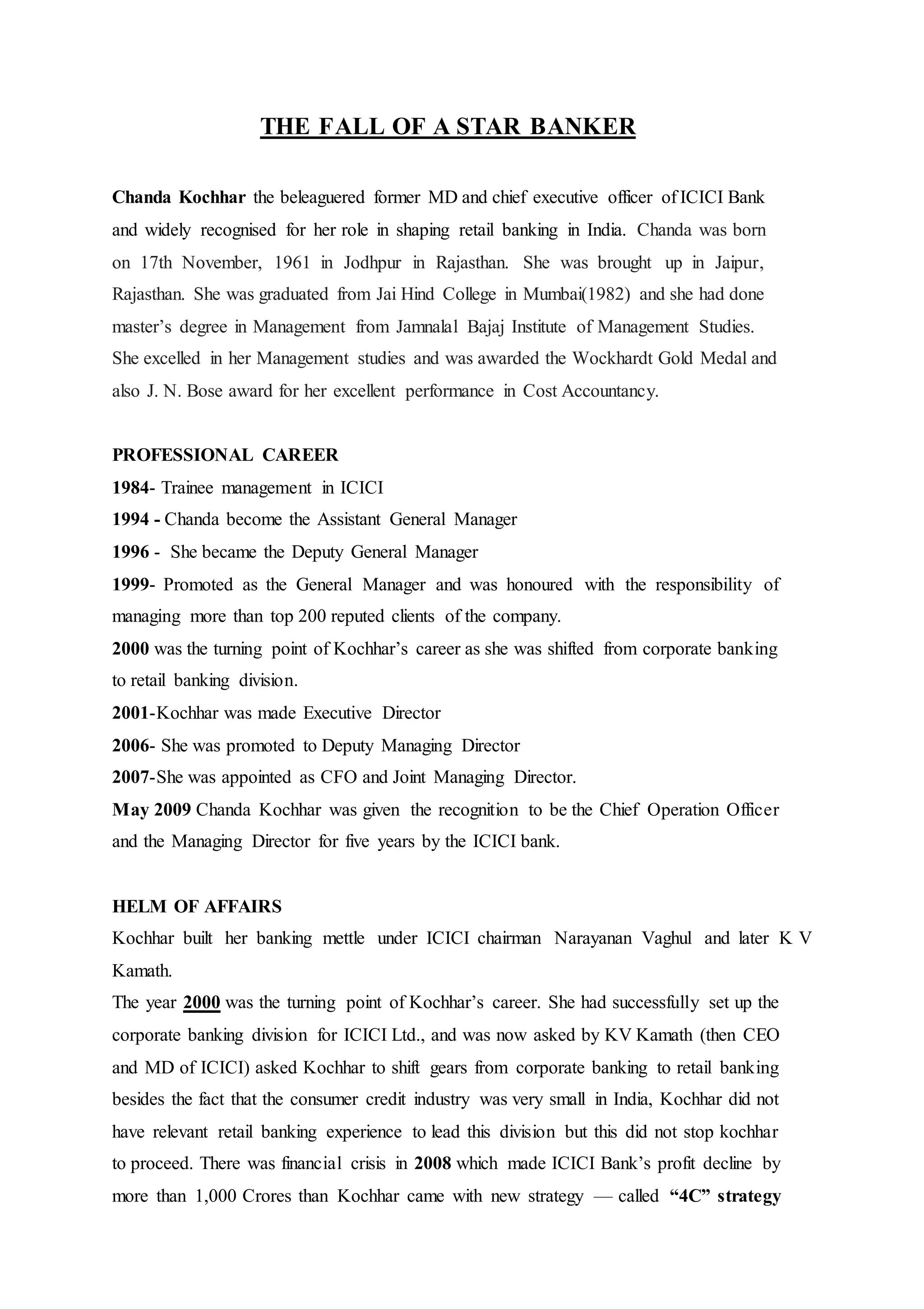 Chanda kochhar new (autosaved) | PDF