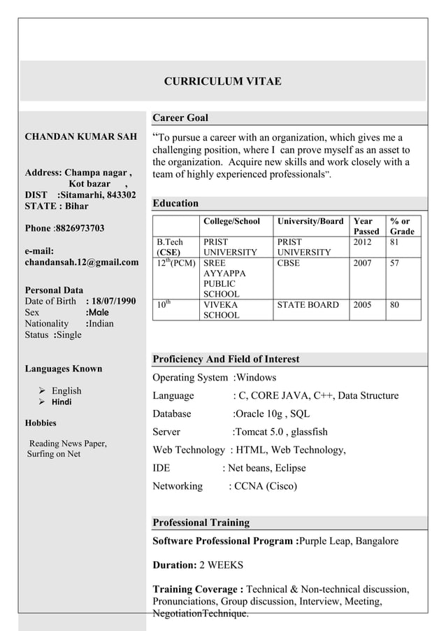 Chandan resume | DOCX | Computing | Technology & Computing