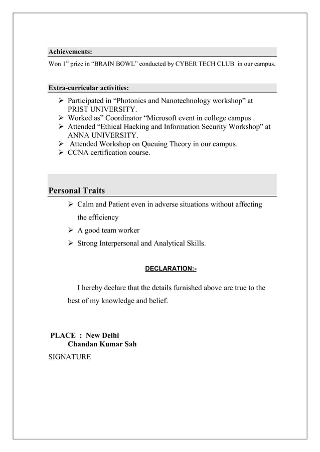 Chandan resume | DOCX | Computing | Technology & Computing