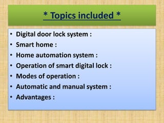Smart Digital Door Lock | PPTX