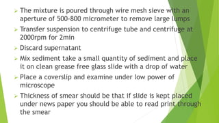 faecal examination sedimentation menthod | PPTX