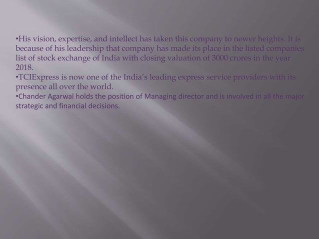 Chander Agarwal, the man behind the success | PPTX