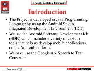 Chandighar University CSE Project | PPT