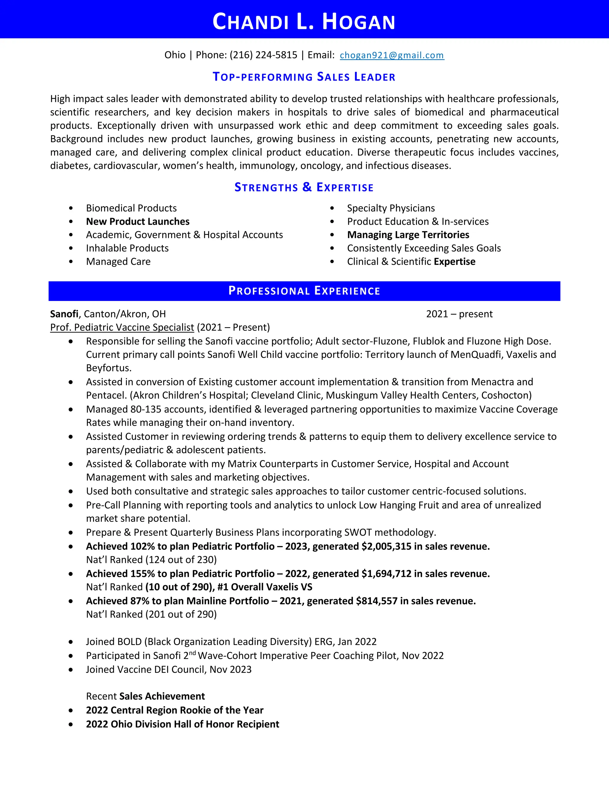 Chandi Hogan 2024 Elevated Healthcare Resume | DOCX